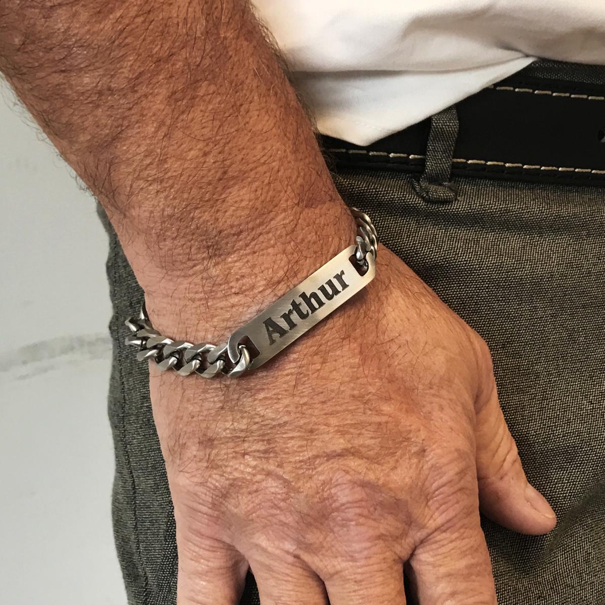 Gourmette homme acier satiné inoxydable - 12 mm