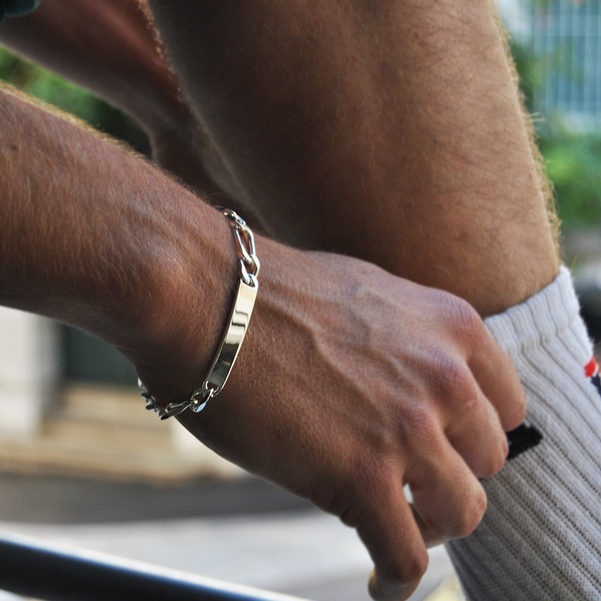 Gourmette homme argent maille 1+1 7 mm